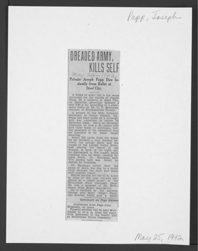 Dreaded Army, Kills Self: Private Joseph Papp Dies Instantly From ...